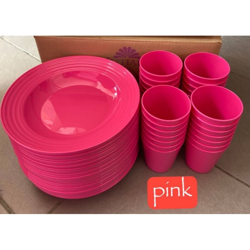 PLASTIC DINNER SET 60PCS SET PINGGAN CAWAN PLASTIK MURAH SET KENDURI ...