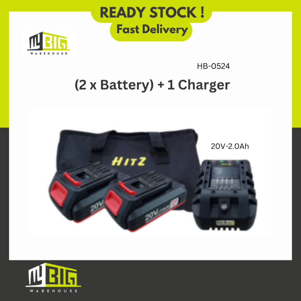 HITZ HB-0524 CHARGER & 2 X BATTERY SET (20V-4.0Ah) | Shopee Malaysia