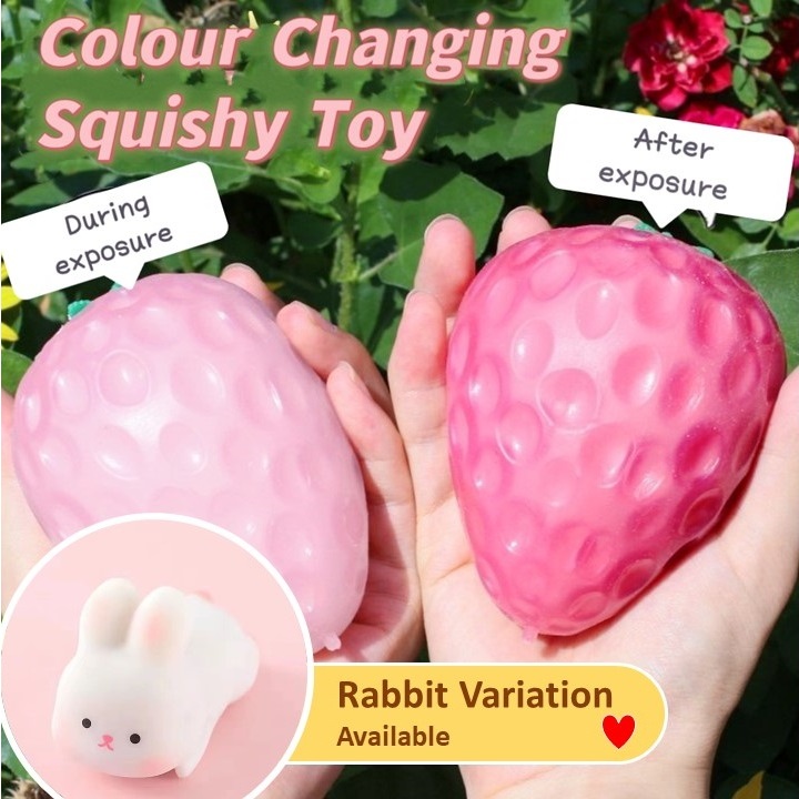 Sunlight Colour Changing Squishy Toy Rabbit Strawberry Fruit - Stress ...