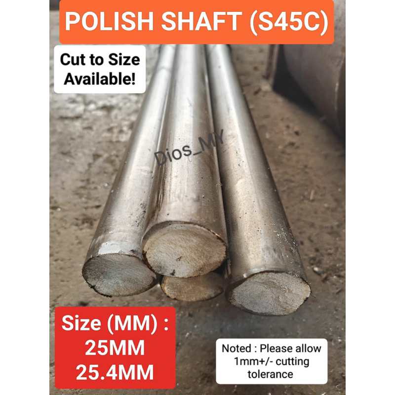 POLISH SHAFT MILDSTEEL ROUND BAR BESI ROD BULAT (S45C) DIA 25MM & 25 ...