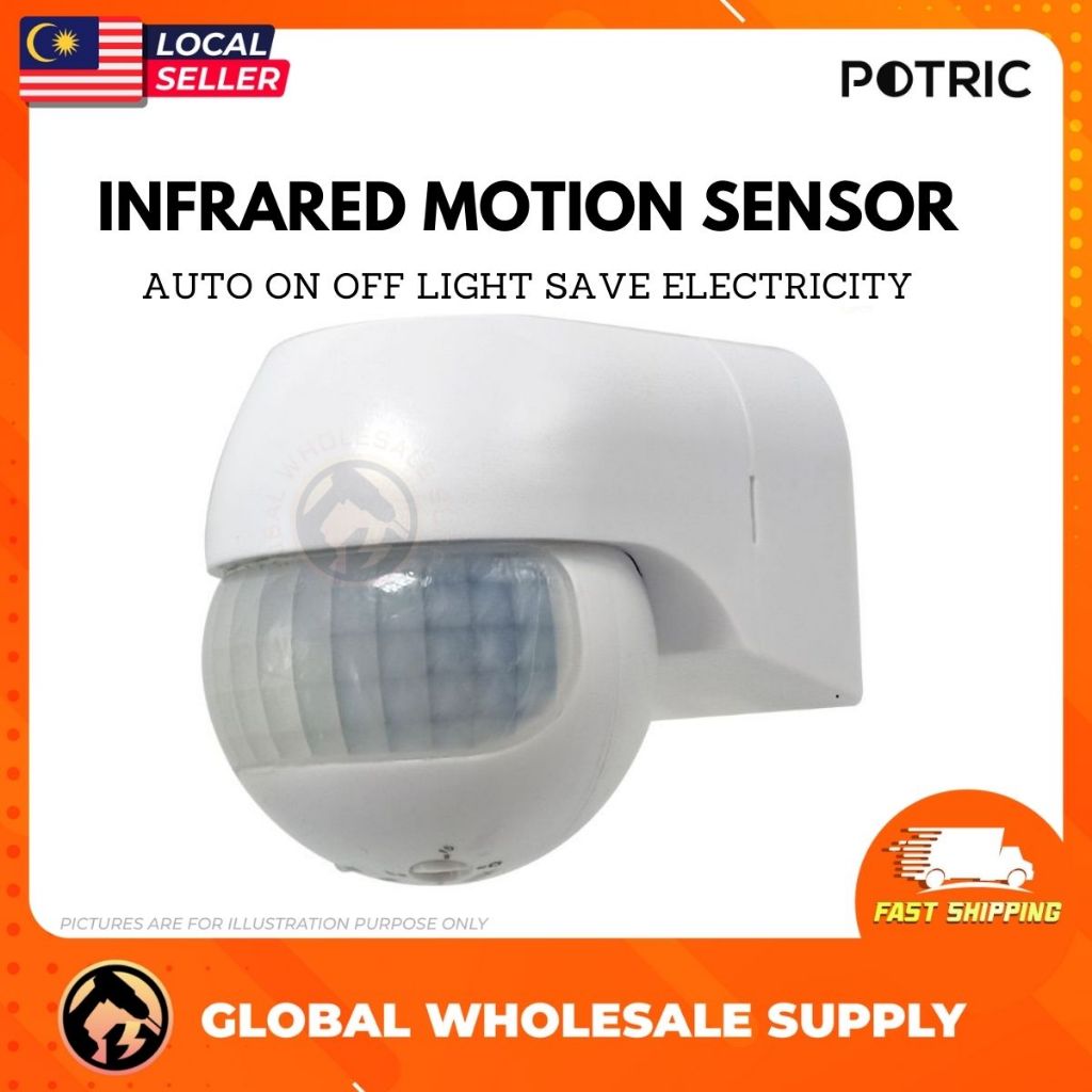 POTRIC Wall-Mounted Infrared Motion Sensor PIR Sensor Adjustable ...