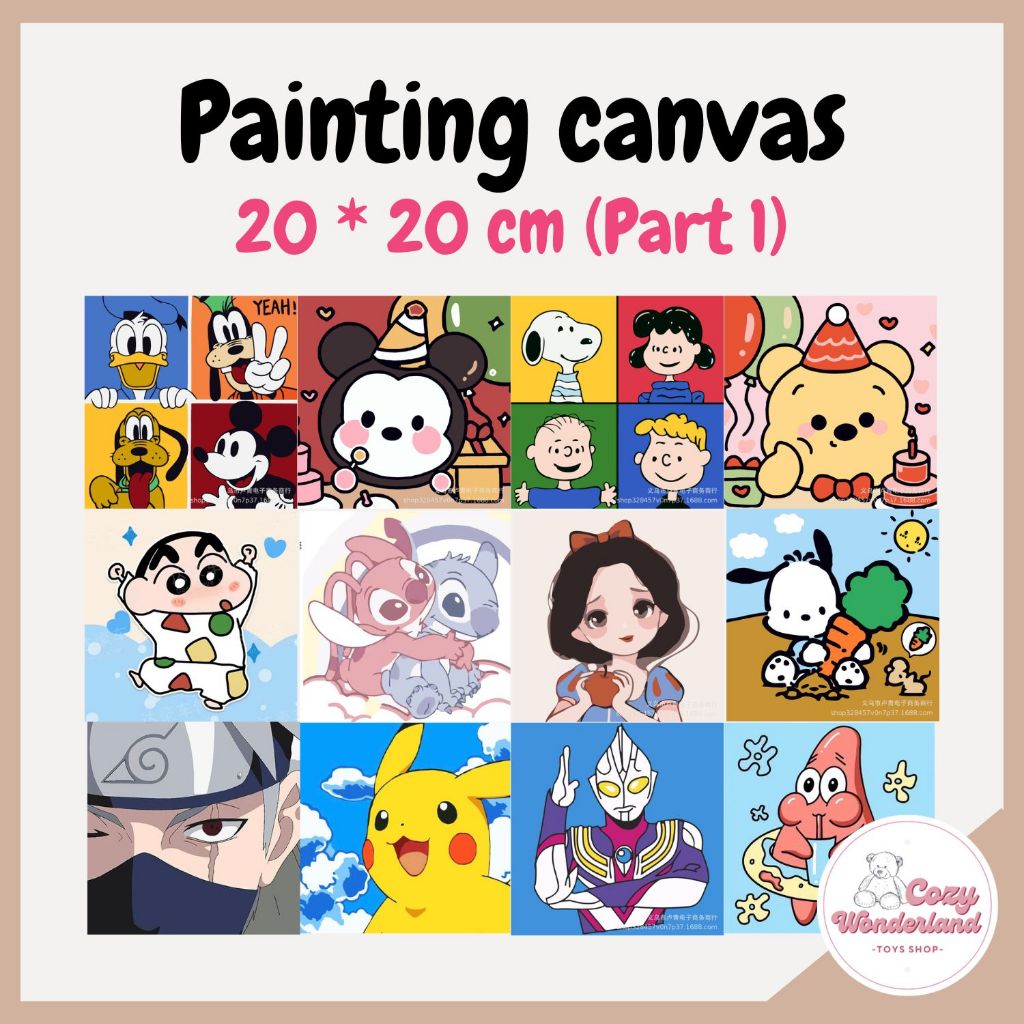 [Painting Canvas Part 1] Paint by number 20cm x 20cm DIY Oil Painting ...