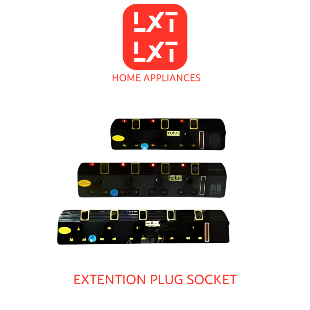 [sirim] 5 Meter Black Gim 3 4 5 Way Surge Protector Sleek Black Portable Extension Trailing