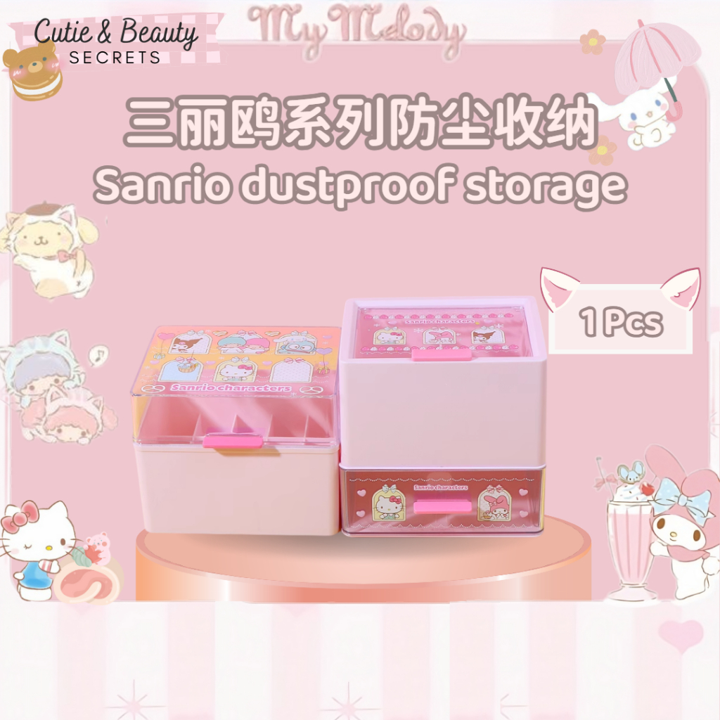 Miniso Sanrio Lipstick Holder Dustproof Organizer Cotton Pads Storage ...