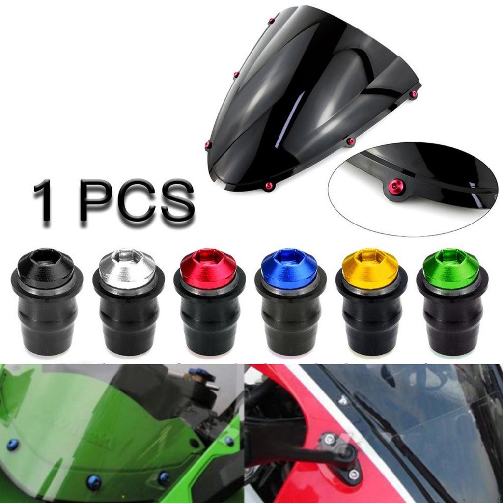 1Pcs Motor Visor Screw Cowling Alloy Rubber Bolts Fairing Windshield M5 ...