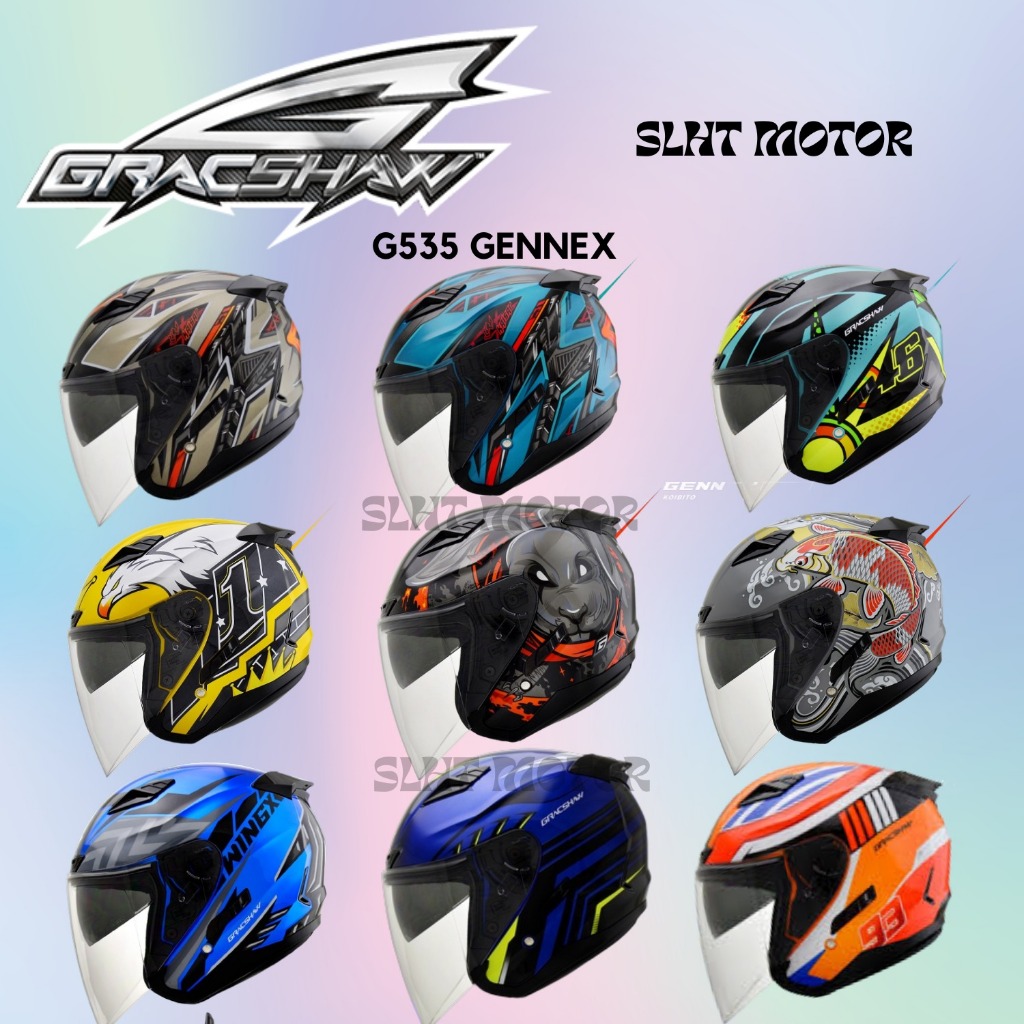🔥GRACSHAW G535 OPEN FACE DOUBLE VISOR 💯 ORIGINL🔥 | Shopee Malaysia