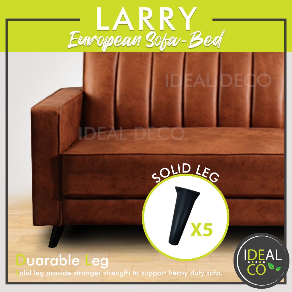 (Free Delivery) Larry Sofa Bed : Leather Look Fabric Full Solid Wood ...