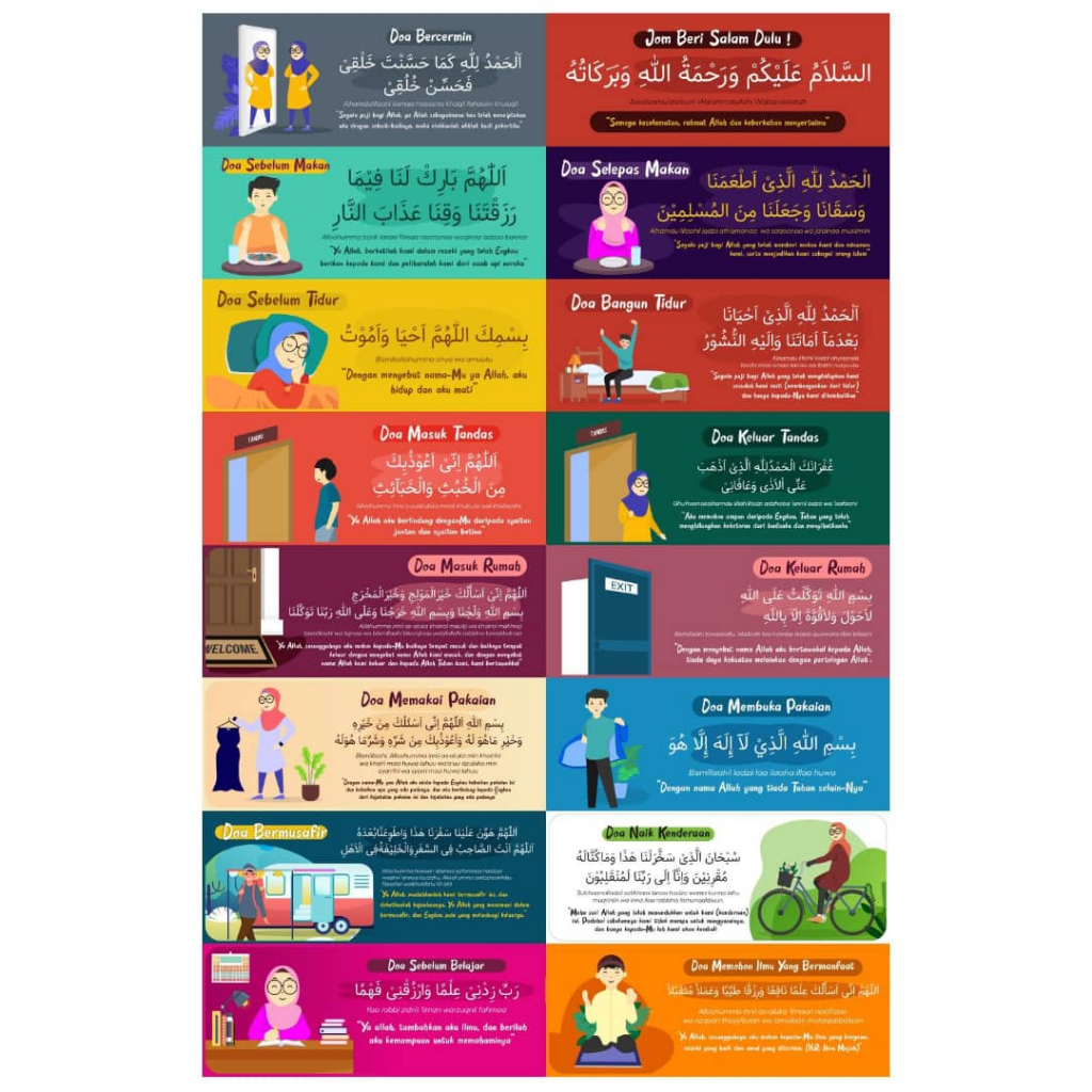 STICKER DOA-DOA HARIAN /DOA MAKAN / DOA MASUK TANDAS / DOA BELAJAR ...