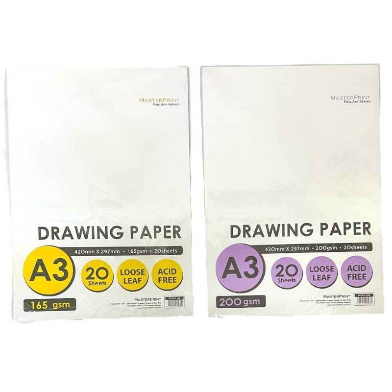 MasterPrint Drawing Paper 420mmX297mm 20sheets (Loose Leaf) | Shopee ...