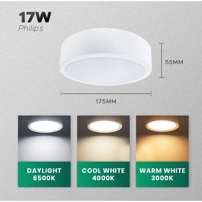 PHILIPS MESON Surface Downlight 7" 17W | 9" 24W LED Surface Mounted ...