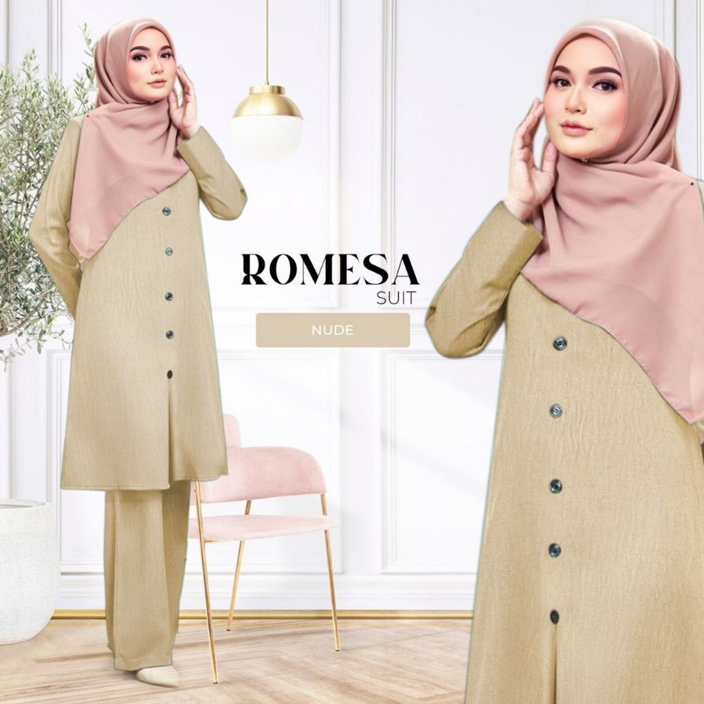 Romesa New Muslimah Suit - Long Blouse with Pant - Set Seluar Muslimah Exclusive | Shopee Malaysia