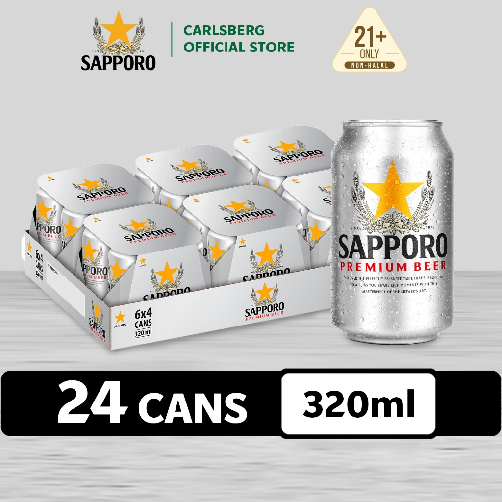 Sapporo Beer Can Lager Beer 5.0% Alcohol (320ml x 24) | Shopee Malaysia