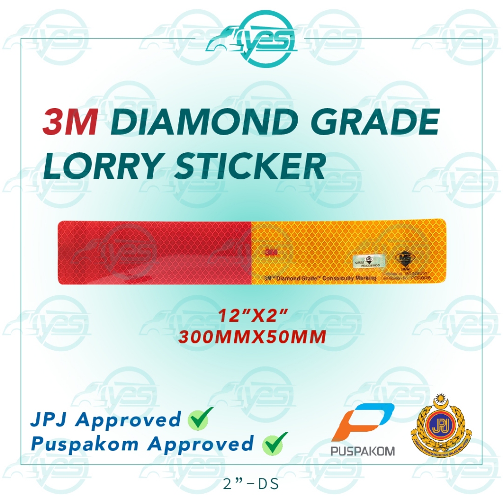 2" PVC 3M Diamond Grade Yellow Red Safety Marking Reflector Sticker ...