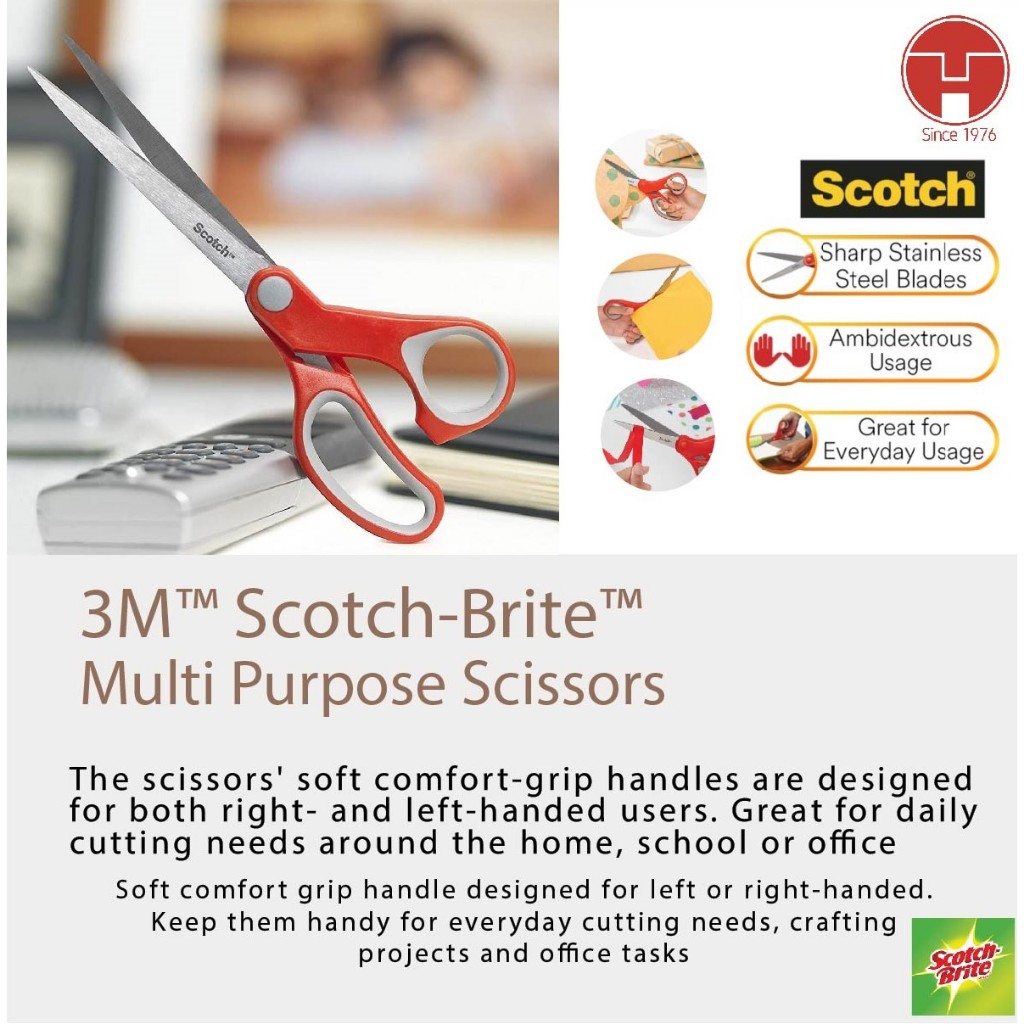 [TeoHin] 3M Scotch Multi Purpose Scissors, Gunting Tajam, 6 Inch, 8 ...