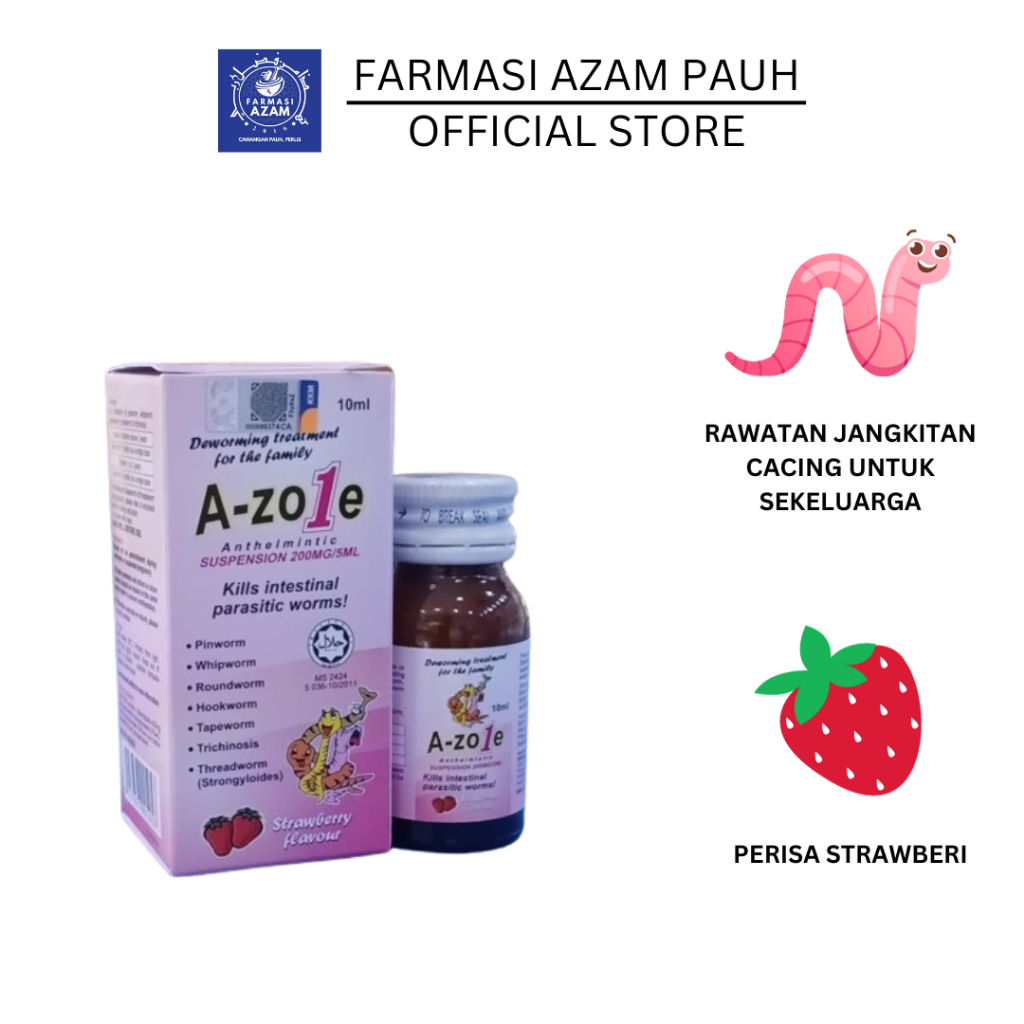 A-ZOLE SUSPENSION 200MG/5ML UBAT CACING PERISA STRAWBERI [rawat jangkitan cacing] | Shopee Malaysia