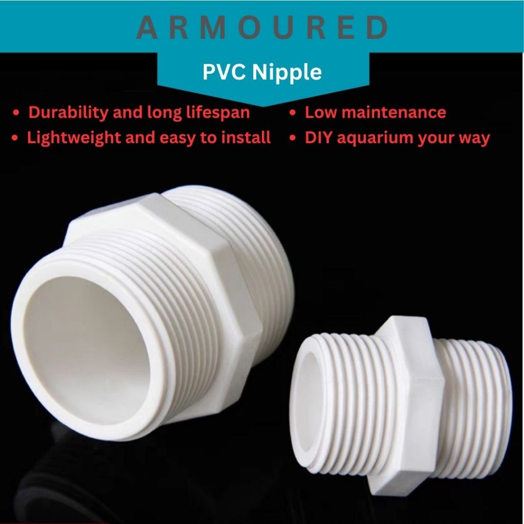PVC Nipple Fitting Threaded Connector DIY Aquarium for Fish Tank Pond ...