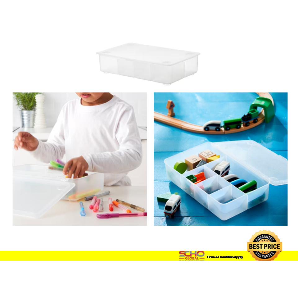 IKEA-GLIS Box with lid, transparent, 34x21 cm | Shopee Malaysia