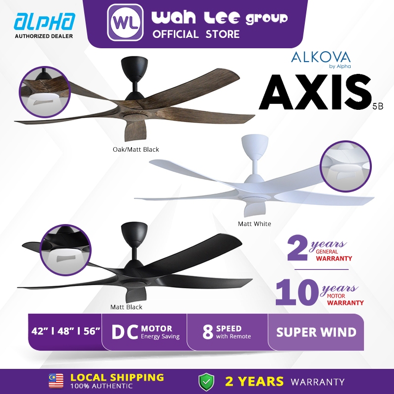 ALPHA Alkova AXIS DC Motor Ceiling Fan with 3 Blades 5 Blades 8 Speed Remote (42"48"56") WAH LEE ...