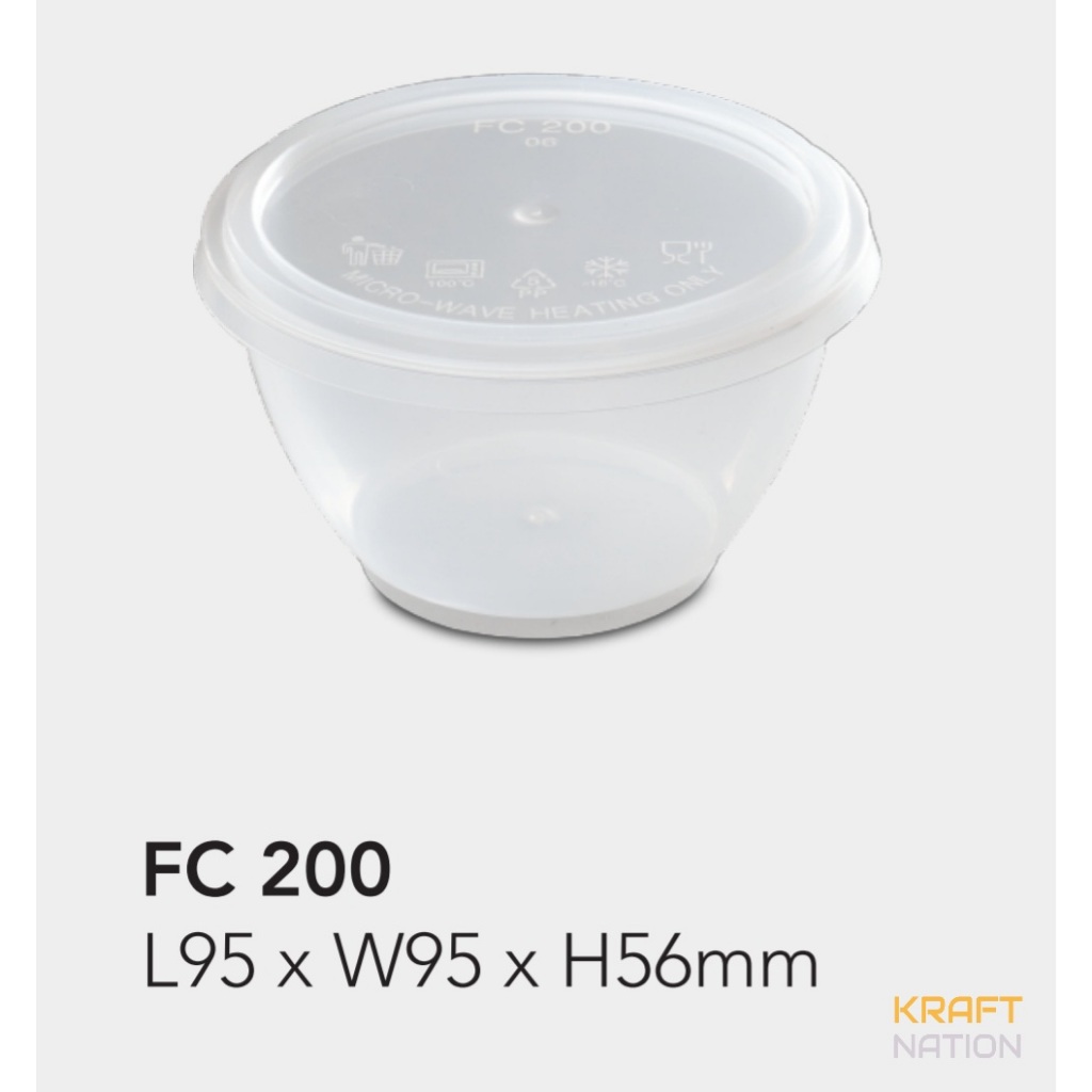 [50 PCS] 8oz/200ml FC200 PP5 HIGH QUALITY Sauce Container with Lid ...