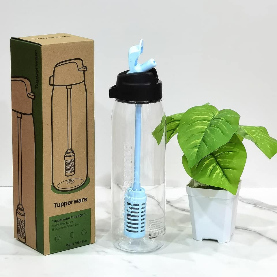 Tupperware Pure & Go Water Filter Bottle (1) 750ml H2go with/without ...