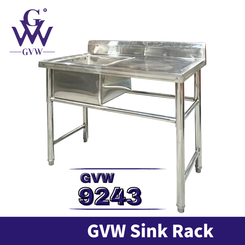 HOMEBY Stainless Steel Single Sink with platform integrated dishwashing ...