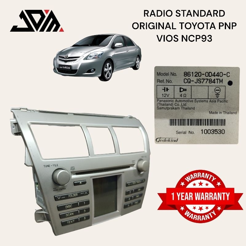 VIOS NCP93 RADIO STANDARD ORIGINAL TOYOTA PNP [ READY STOCK ] | Shopee ...
