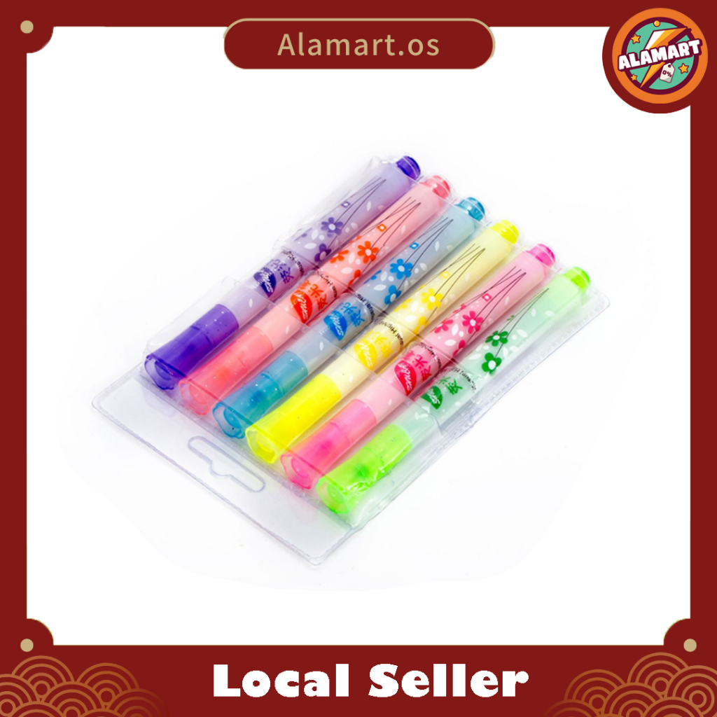 2 in 1 highlighter / Highlighter star stamp painting graffiti 6 colors ...