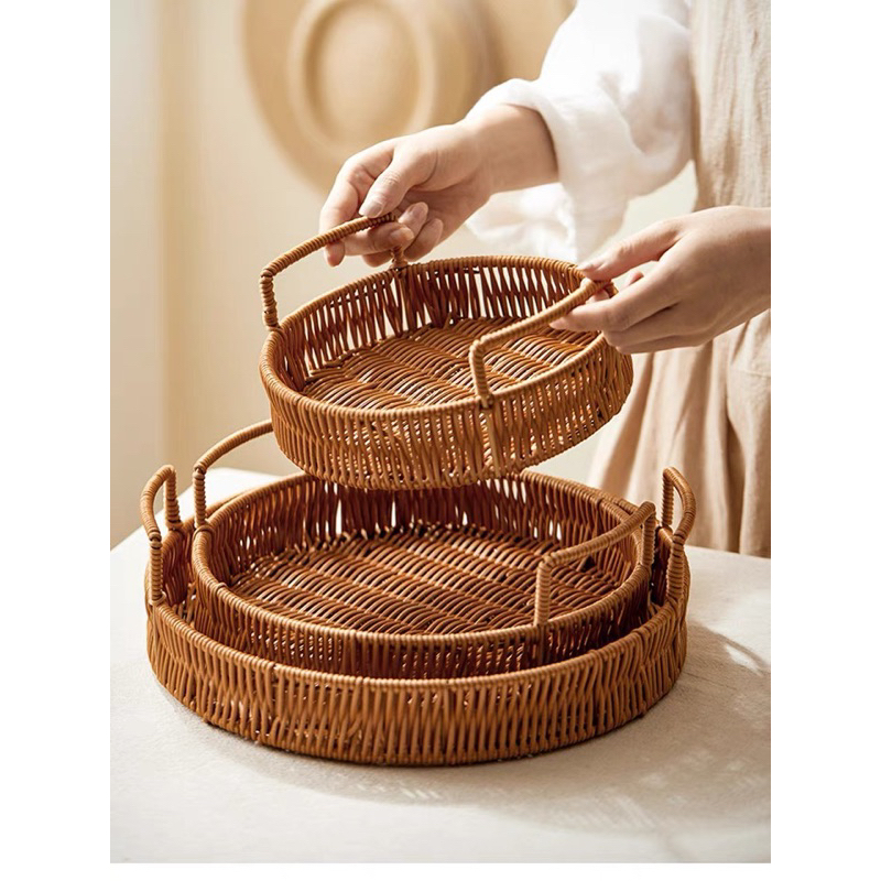 Premium Rattan Serving Tray With Handles Dulang Rotan Round Rattan Tray ...