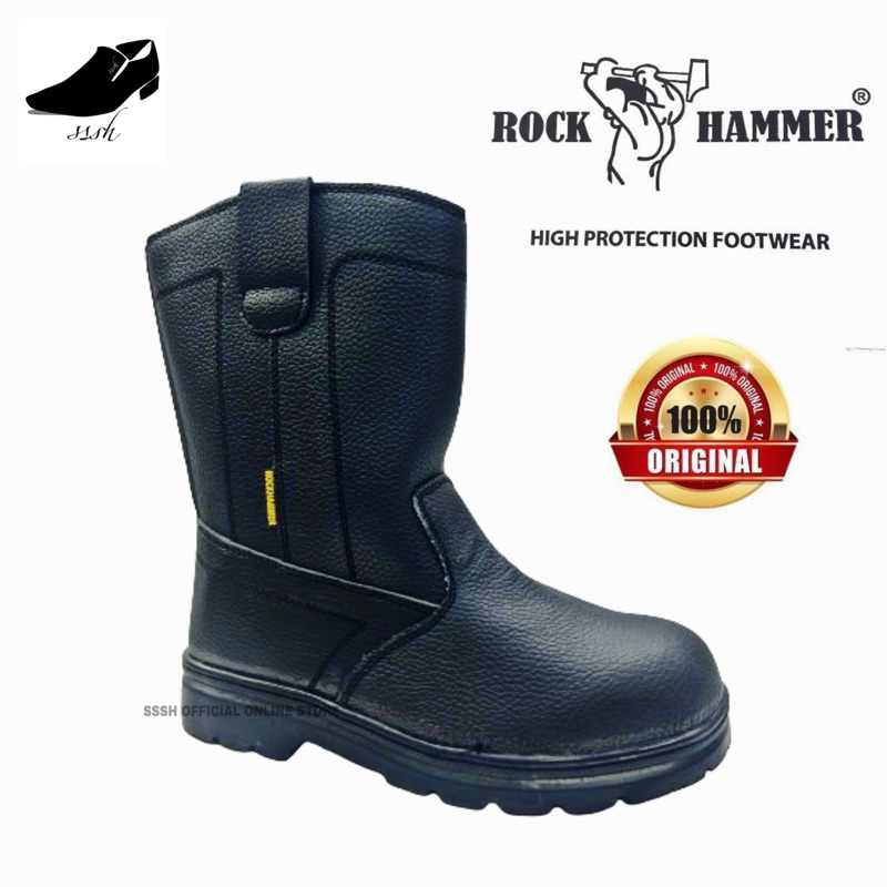 💯ORIGINAL ROCK HAMMER SAFETY SHOE/BOOT MID HIGH CUT DOUBLE ZIP/KASUT ...