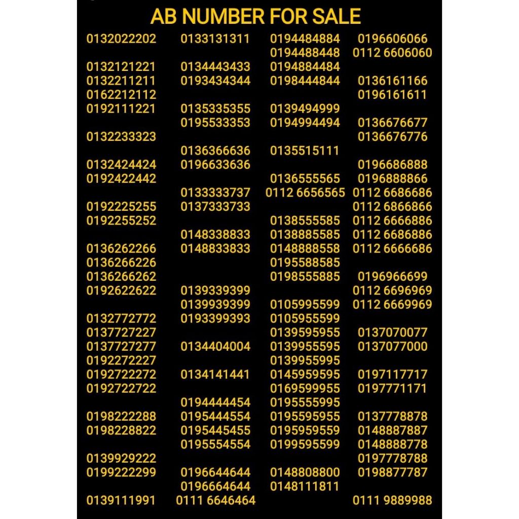 CONTRACT VIP NUMBER FOR SALE AB NUMBER FOR SALE I Ching Feng Shui No ...
