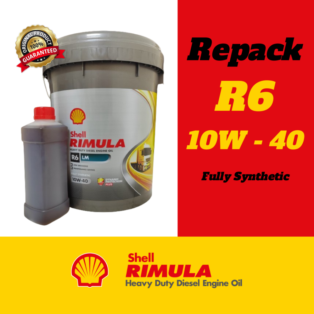 Shell Rimula R6 R5 10W-40 Synthetic Formulation - [Repack] Minyak Hitam ...