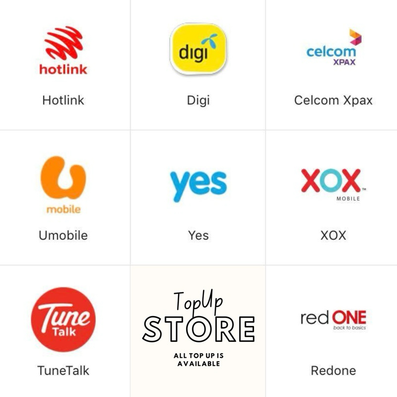 MOBILE RELOAD (MAXIS/DIGI/CELCOM/UMOBILE/YES/XOX/TUNETALK/REDONE) | Shopee Malaysia