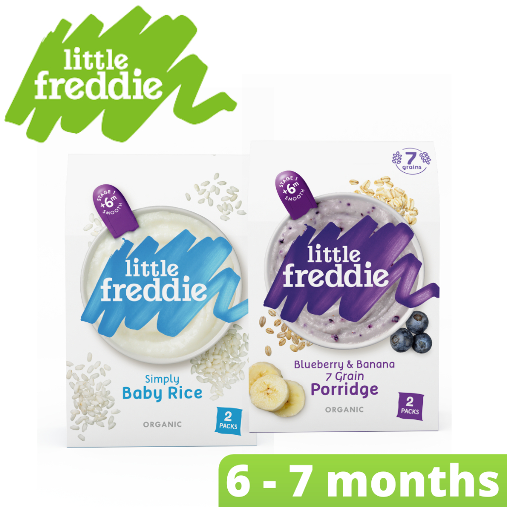Little Freddie Organic Baby Porridge 2*80g (6-7m+)Baby Rice, 7 Grain ...
