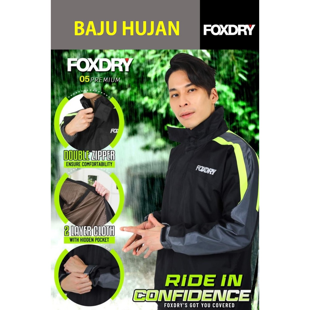 Foxdry Premium 05 Baju hujan terbaik Raincoat foxdry05 rain coat 2 ...