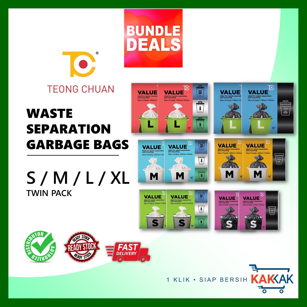[BUNDLE 2X] Beg Sampah Pengasingan Sisa Waste-Separation Garbage Bags S ...