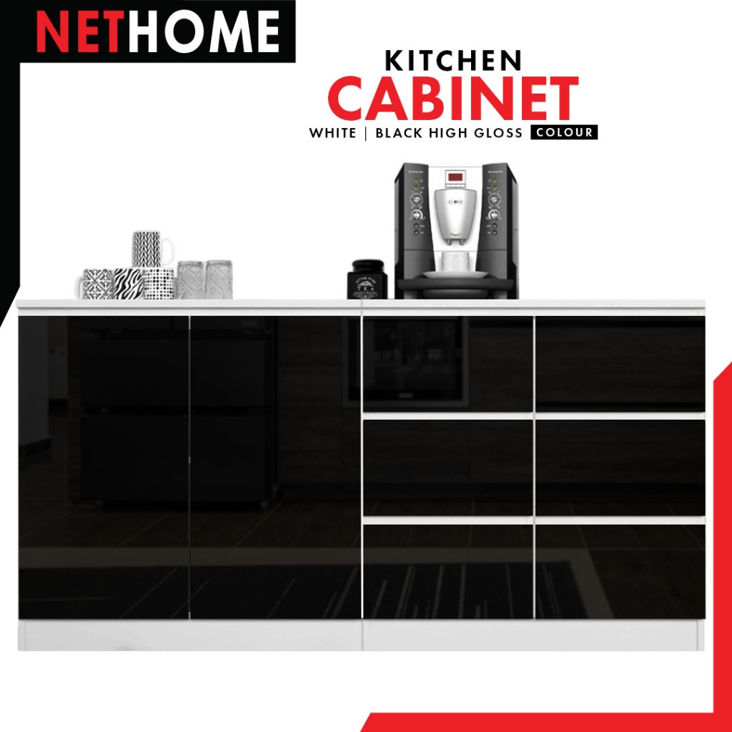 ⚡️NETHOME⚡️High Gloss Kitchen Cabinet with Waterproof Surface /Kitchen Cabinet / Rak Dapur ...