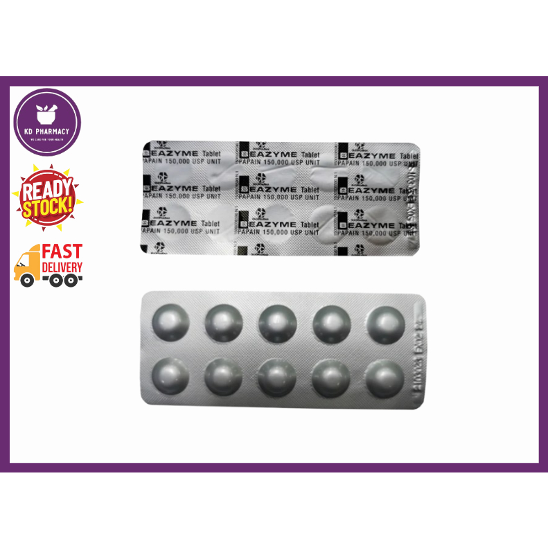 Beazyme (PAPAIN 150,000 UNIT) Tablets 10'S Ubat Surut Bengkak / Sakit ...