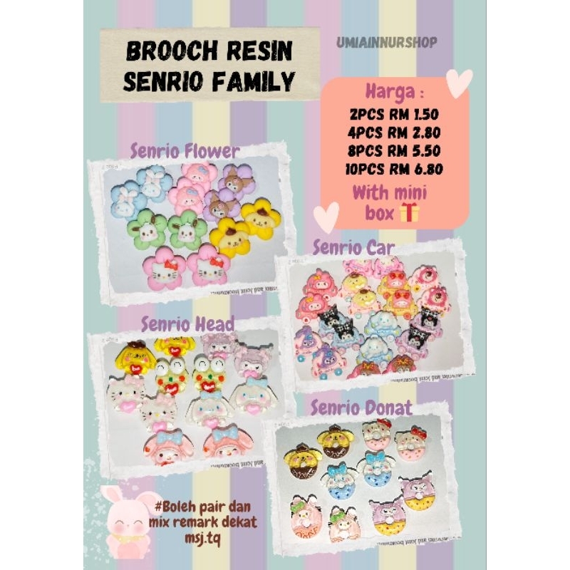 Brooch Resin Senrio Family +include mini box | Shopee Malaysia