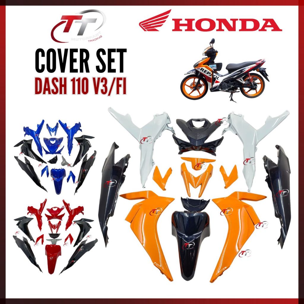 HONDA DASH110 V3 FI DASHV3 DASHFI Cover Set Coverset Body Caver Complete Black Blue Red Orange ...