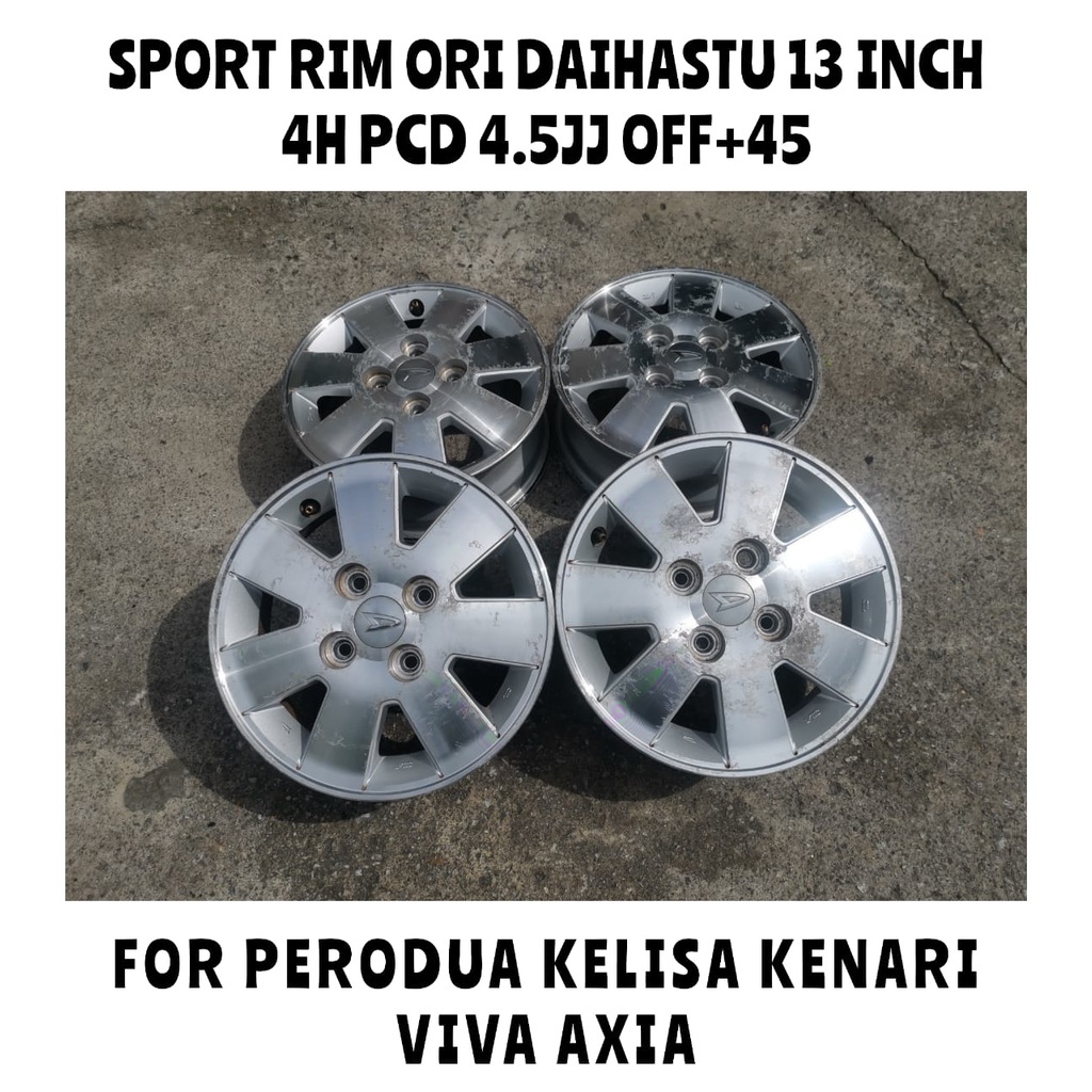 Sport Rim Ori Daihatsu 13 Inch 4H PCD100 4.5JJ OffSet +45 For Perodua ...