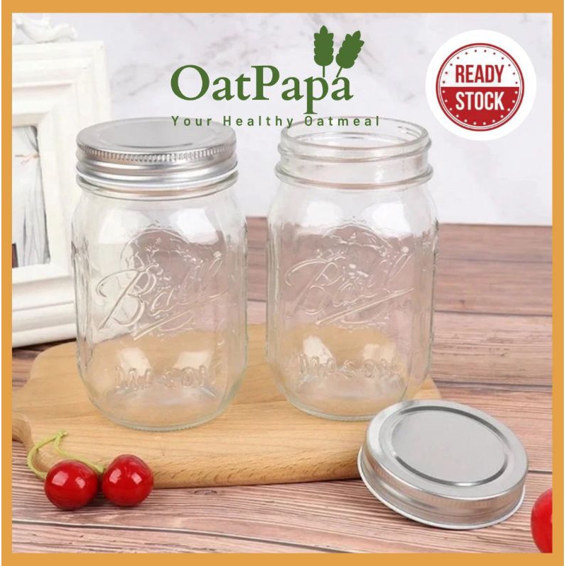 500ML Air-tight Glass Mason Jar with best quality. Starter Pack for Overnight Oat & all Kinds of ...