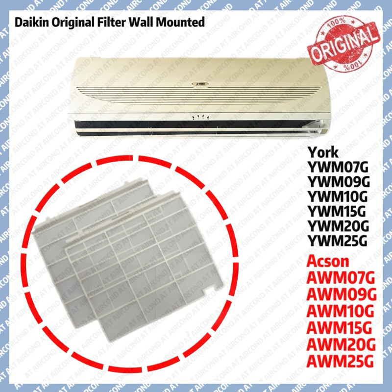YORK ACSON AirCond Filter For Wall Mounted G 1-2.5HP YWM10G YWM15G ...