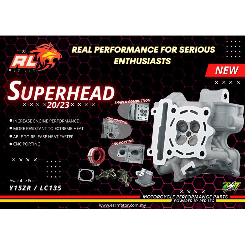 NEW V3 RED LEO HEAD LC4S 5S LC135 Y15 Y15ZR Y16 R15 NVX SUPERHEAD VPRO ...