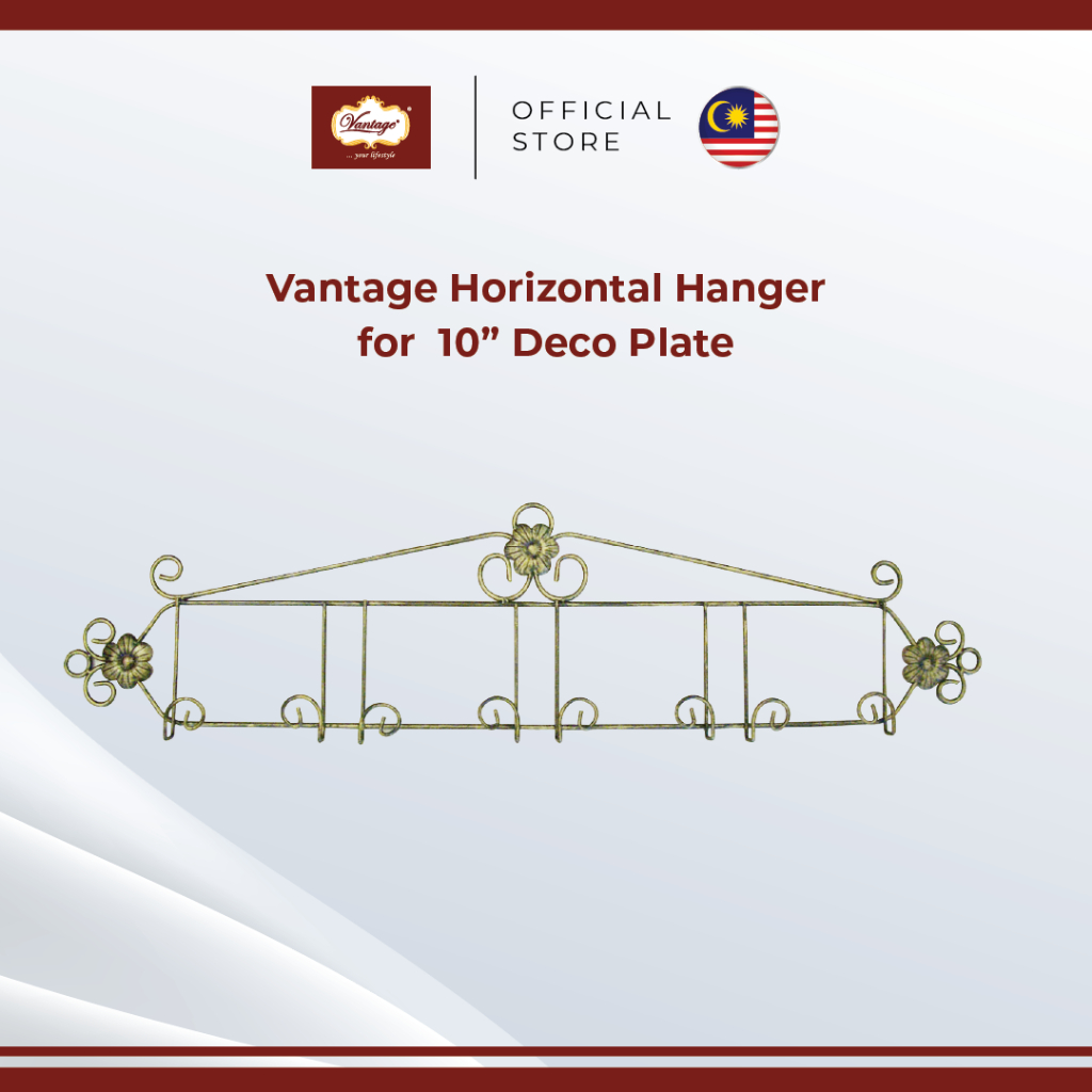 Vantage Wrought Iron Horizaontal 4 Plate Rack Wall Hanging Mount Holder ...