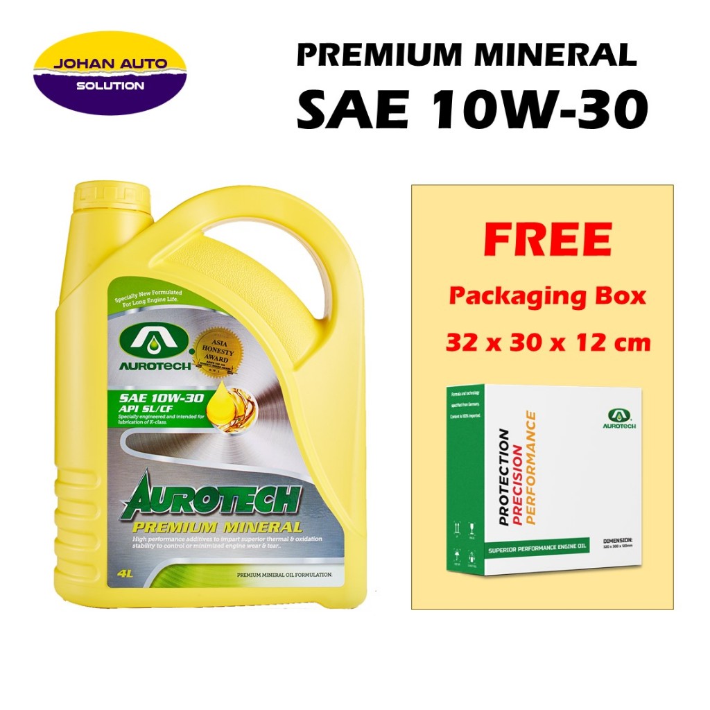Aurotech Engine Oil 10W-30 Premium Mineral (4L) | Shopee Malaysia