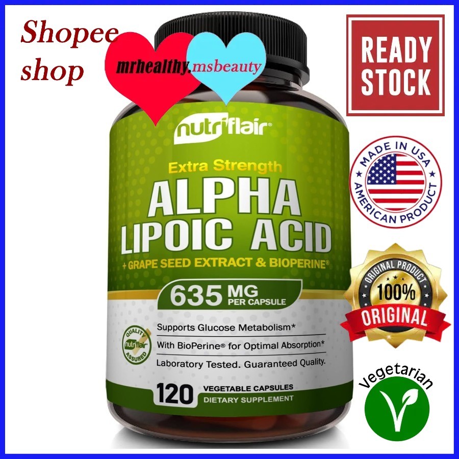 NutriFlair Alpha Lipoic Acid Supplement with Grape Seed Extract and ...