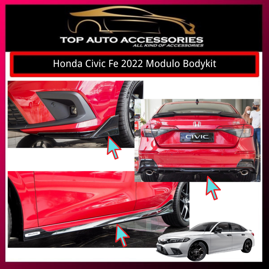 HONDA CIVIC FE 2022-2024 MODULO BODYKIT, GLOSSY BLACK MODULO | Shopee ...