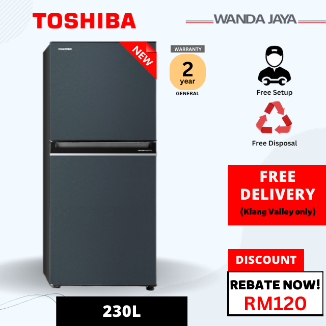 [FREE DELIVERY] TOSHIBA 2 DOOR FRIDGE INVERTER (GEM BLUE) 230L / 280L ...