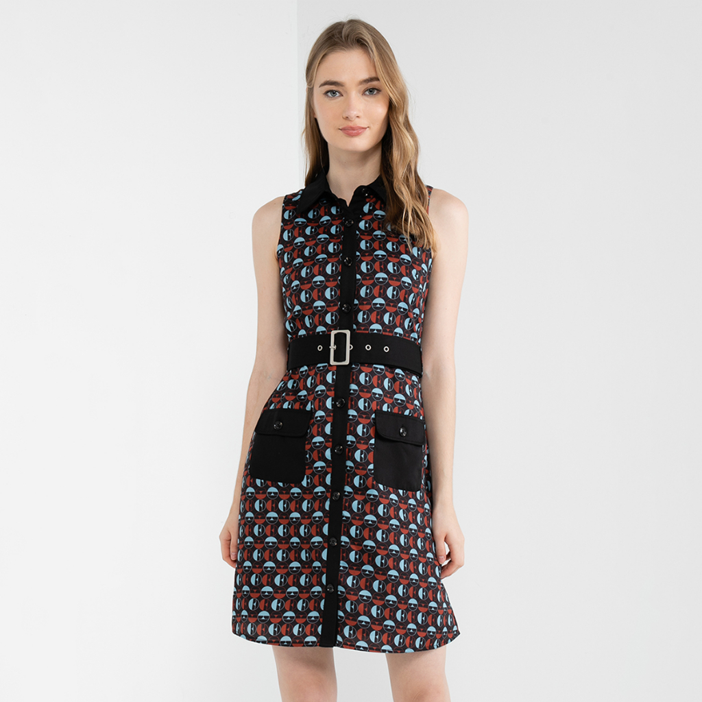 ELLE Apparel Retro Geometric Printed Mini Dress ES100705-A302312 ...