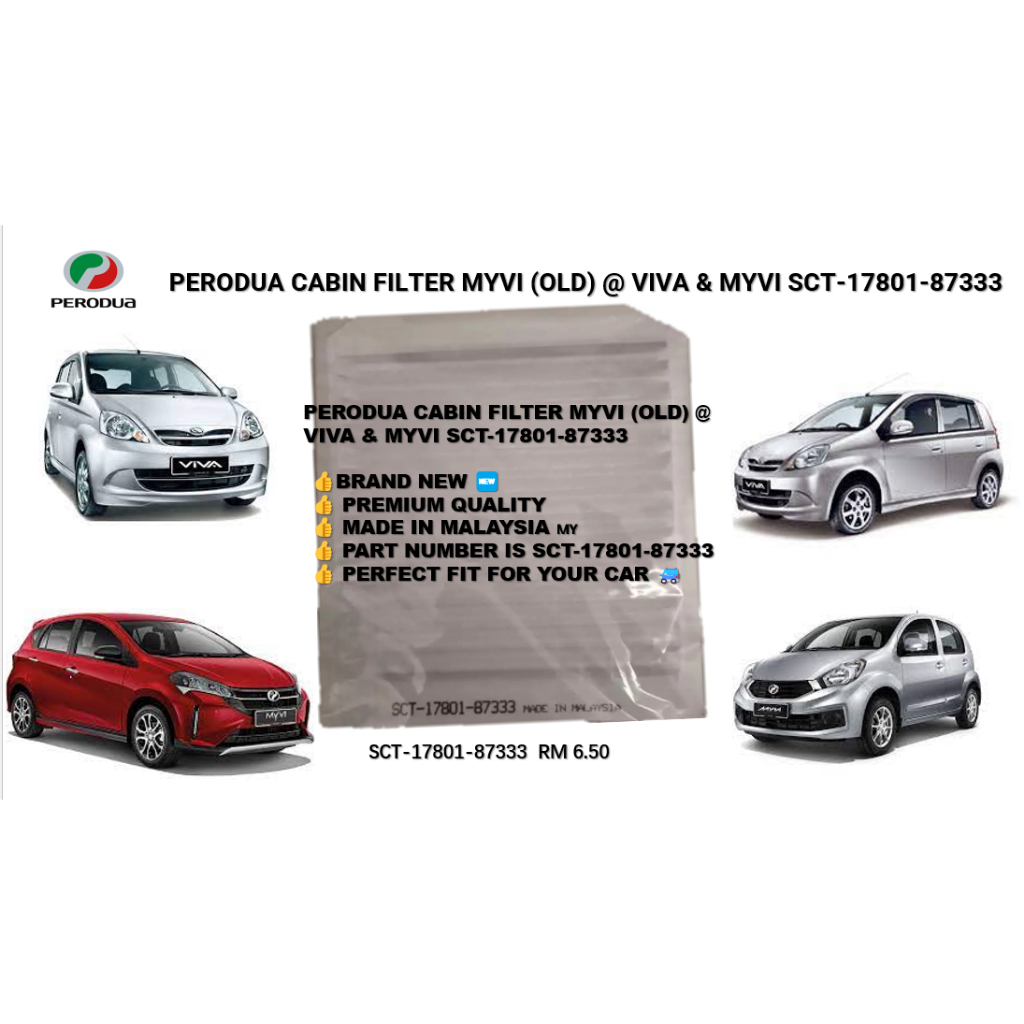 PERODUA CABIN FILTER MYVI (OLD) @ VIVA & MYVI SCT-17801-87333 | Shopee ...